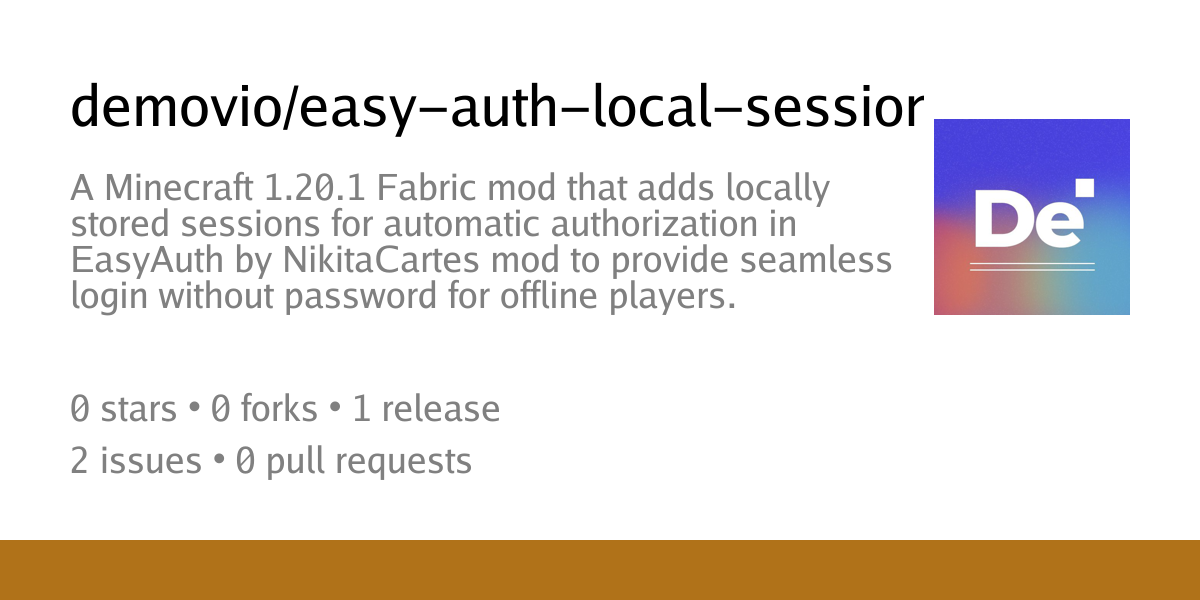 demovio/easy-auth-local-sessions: A Minecraft 1.20.1 Fabric mod that ...